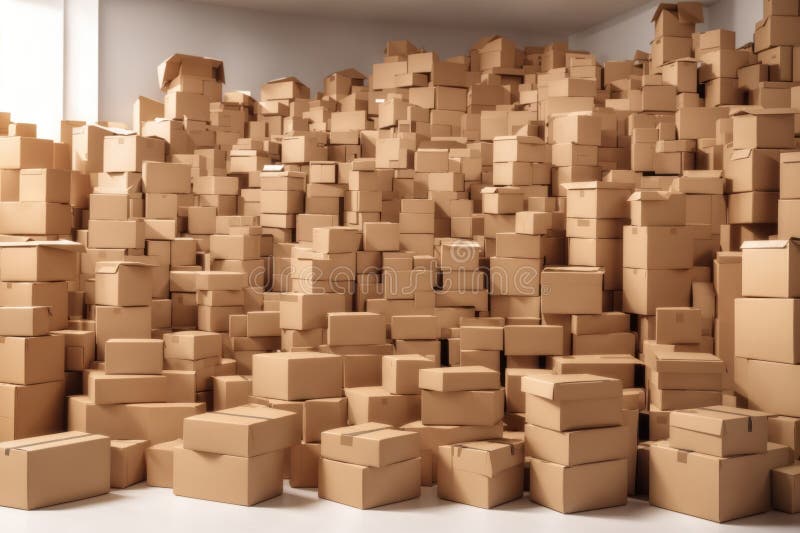 Huge Pile of Many Cardboard Plain Boxes. Ai Generative Stock ...