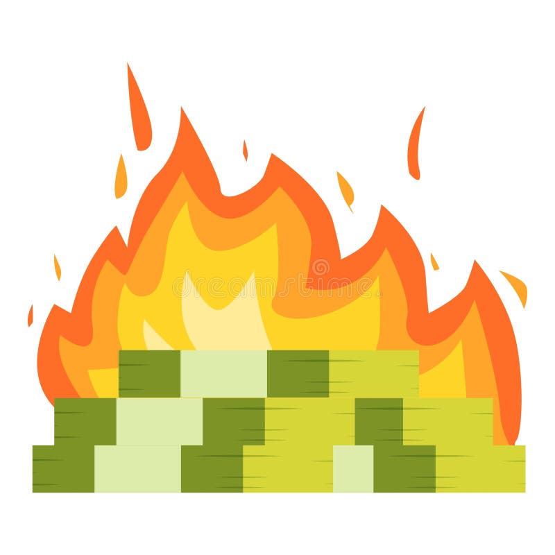 Huge Pile of Money Burning with Large Flames Stock Vector ...