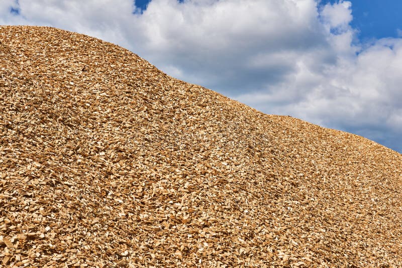 Huge Pile of Wood Chips Against the Sky Stock Photo - Image of industry ...