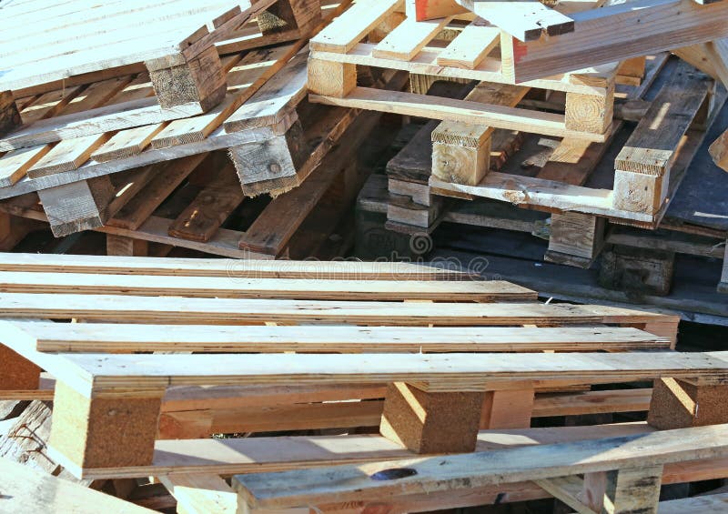 Huge Pile of Wooden Pallets Piled Stock Image - Image of carpenter ...
