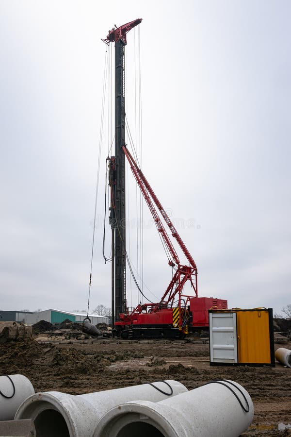 Pile Driver on a Construction Site Stock Image - Image of high ...