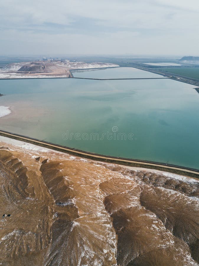 Huge Potassium Salt and Sand Piles, Aerial Landscape. Stock Image ...