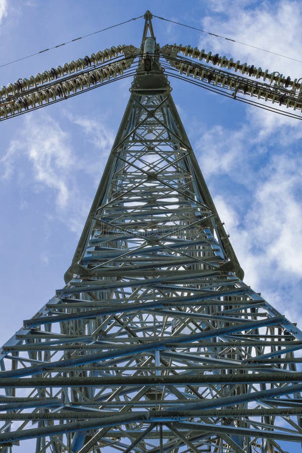 A huge power tower stock image. Image of diagonal, steel - 289424679