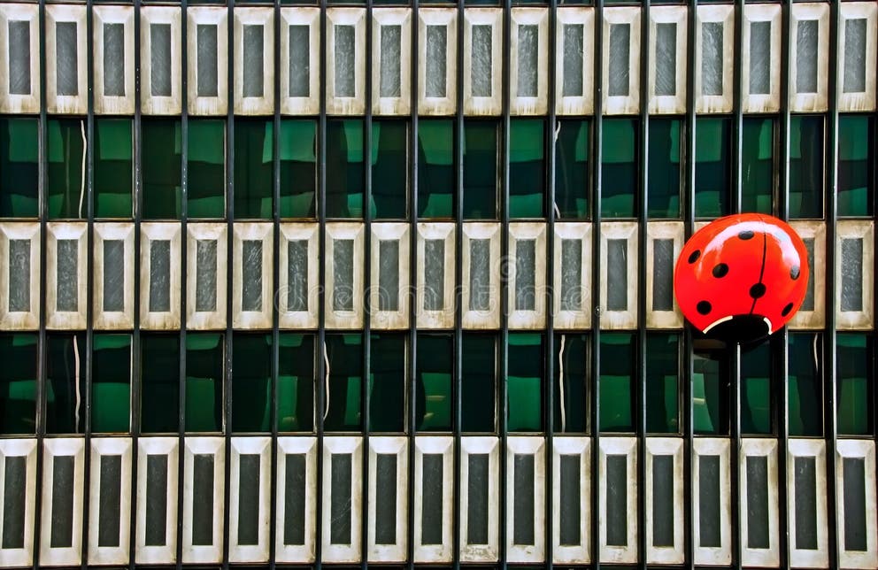 Huge Red Ladybug on a Building Facade Stock Image - Image of daytime ...