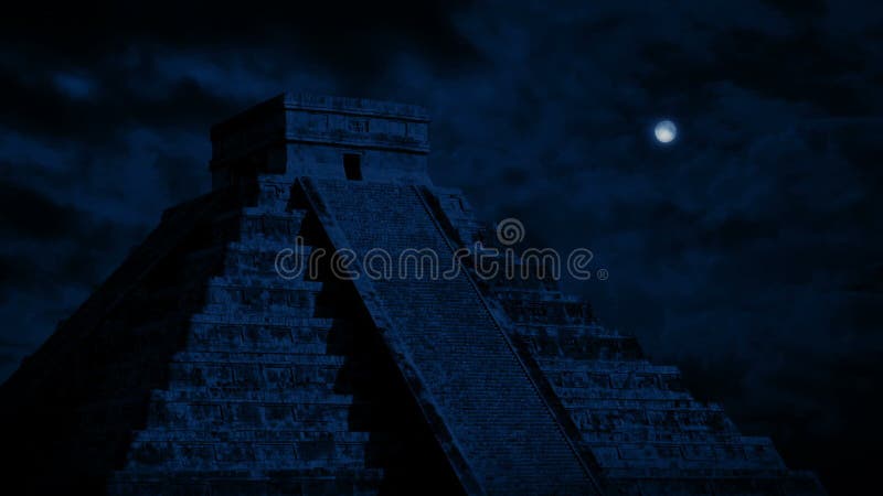 Mayan Temple with Red Sky Passing Stock Video - Video of aztec, america ...