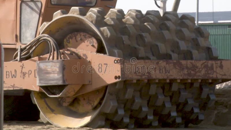 Road Roller Leveling Ground at Construction Site. Stock Footage - Video ...