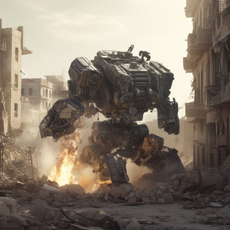 Robot Destroying City Stock Illustrations – 21 Robot Destroying City ...