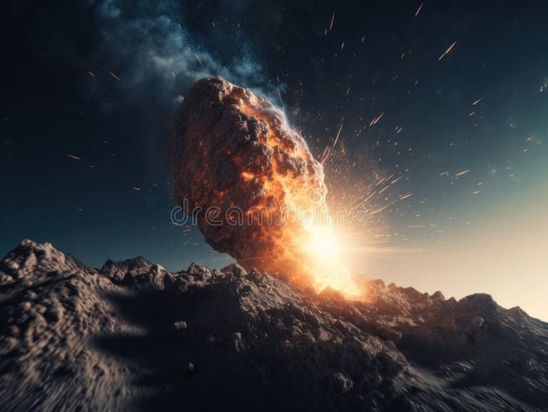 A Huge Rock is Exploding into the Sky. Generative AI Image. Stock ...