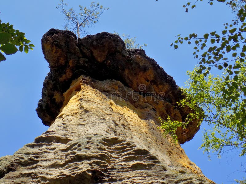Huge Rock in the Forest High in the Sky Stock Photo - Image of ...
