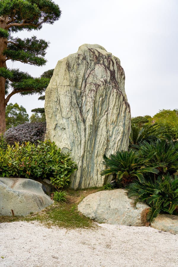 A Huge Rockery Stone Set in a Japanese Garden Stock Image - Image of ...