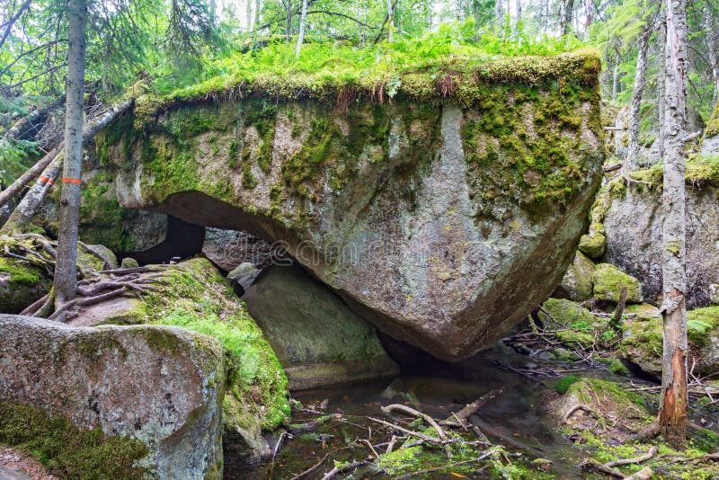 Huge rocks in forest stock image. Image of inside, people - 71801865