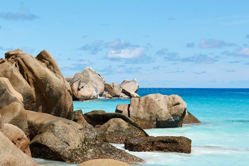 Large Rocks on the Shore of the Beach Stock Photo - Image of foam ...