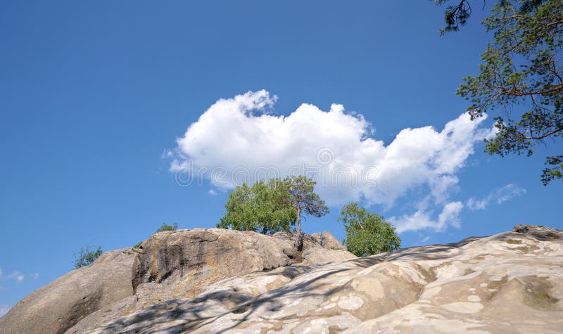 Huge Rocky Boulder Formations High in Mountains with Growing Trees on ...
