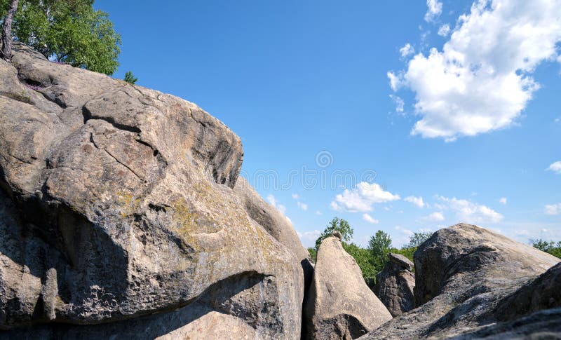 Huge Rocky Boulder Formations High in Mountains with Growing Trees on ...