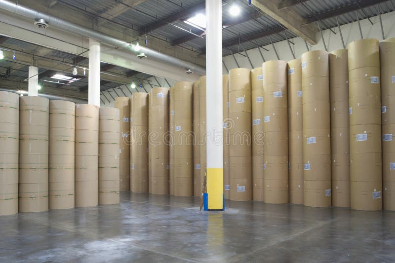 Huge Rolls of Paper in Newspaper Factory Stock Photo - Image of ...