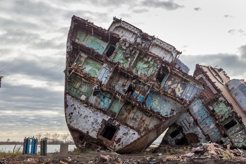 Huge Rusty Pieces of Decommissioned Marine Ship Stock Image - Image of ...