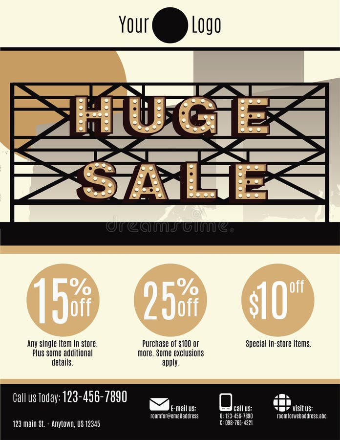 Huge Sale Marquee Flyer Template Stock Vector - Illustration of theater ...