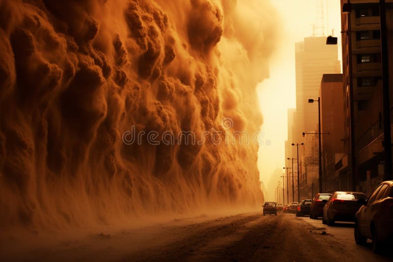A Huge Sand Wall of Storm Covering the Sky Stock Illustration ...