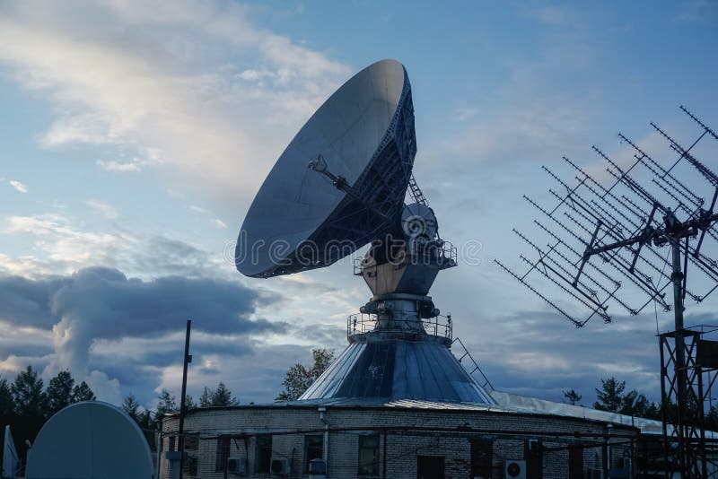 Huge Satellite Dish in the City of Severobaikalsk Stock Photo - Image ...