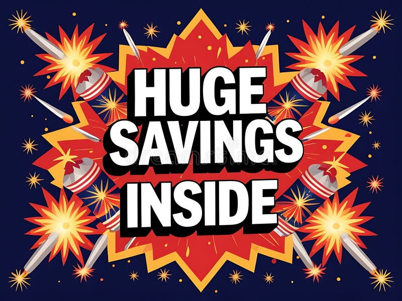 Huge Savings Inside Firework Explosion Sale Announcement Stock ...