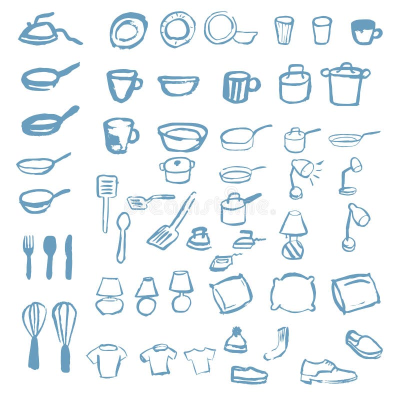 Household Items Set Stock Illustrations – 8,868 Household Items Set ...