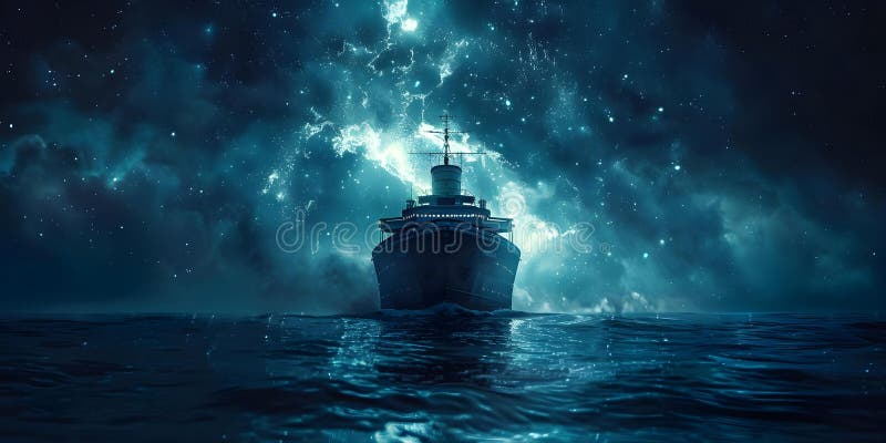 A Huge Ship Attacks Under a Stunning Timelapse Virtual Animation Video. Concept Virtual ...