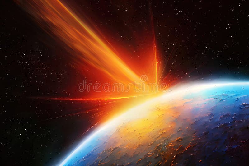 Comet Falling Toward Earth for Massive Destruction Stock Photo - Image ...