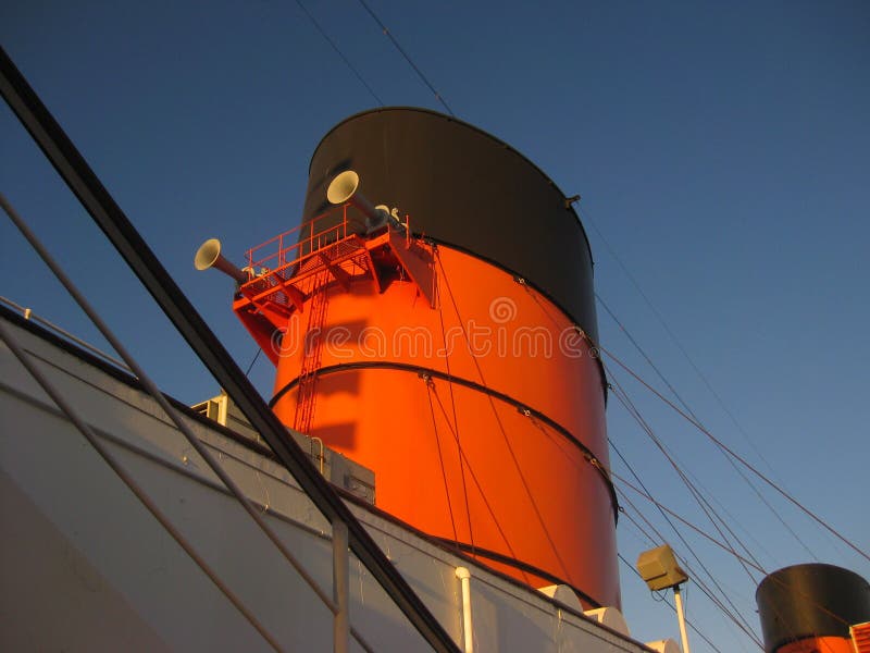 Huge Smoke Stack on Old Ocean Liner Stock Photo - Image of pollution ...