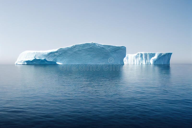 Huge Snow Iceberg in Water on Seascape. Stock Illustration ...