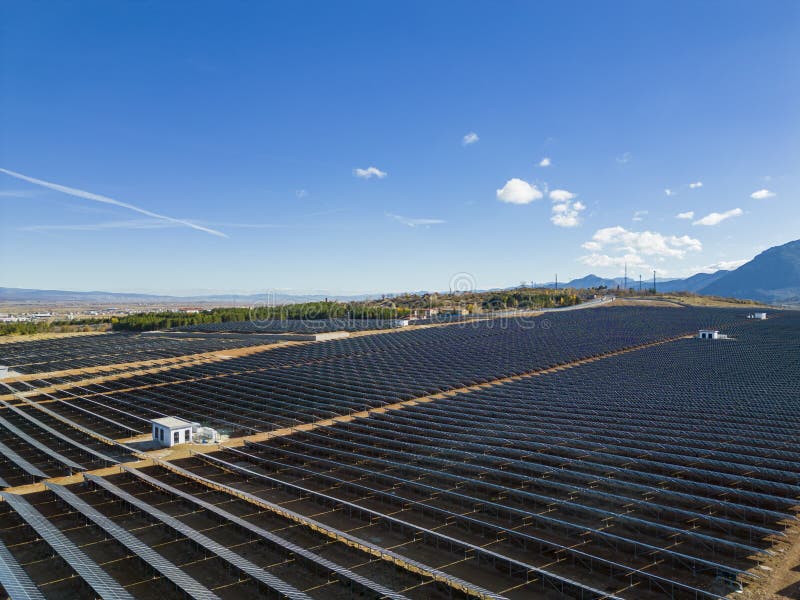 Huge Solar Panels and Power Generation Site Stock Image - Image of city ...