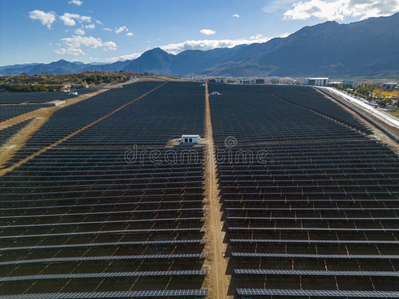 Huge Solar Panels and Power Generation Site Stock Photo - Image of ...