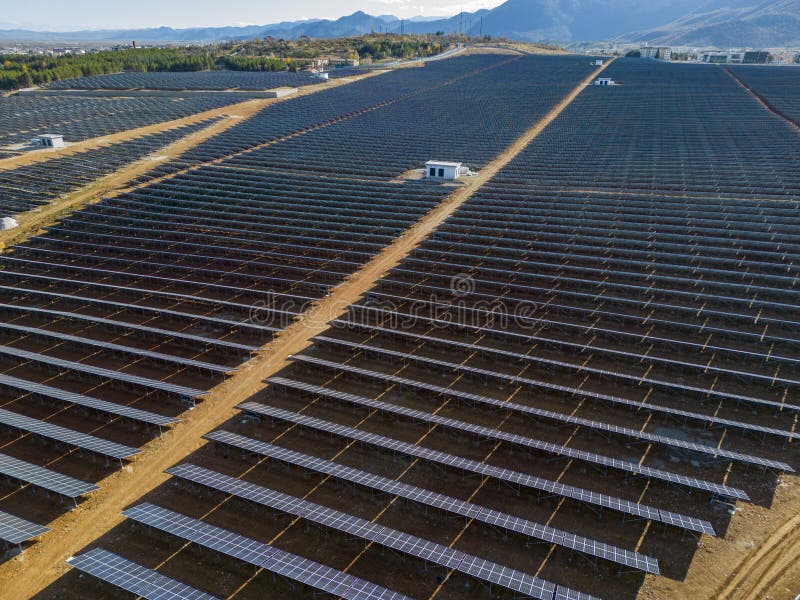 Huge Solar Panels and Power Generation Site Stock Photo - Image of ...