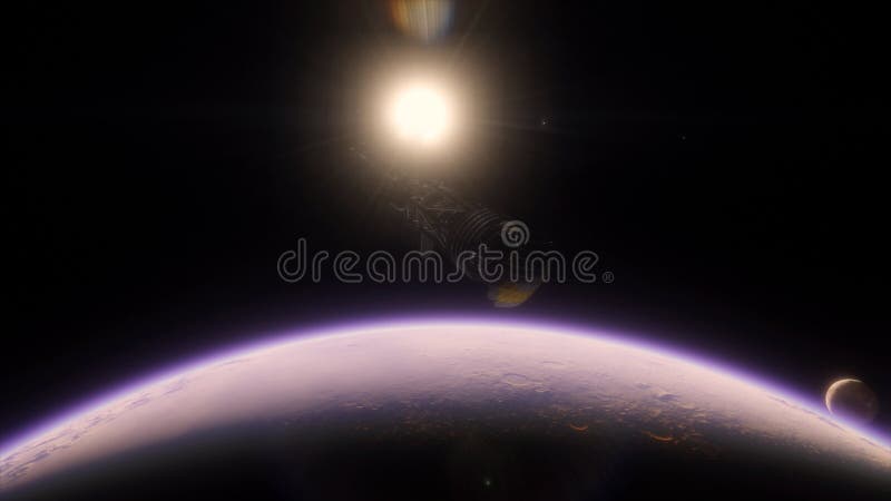 Huge Spaceship in Orbit of an Alien Exoplanet in Another Solar System ...