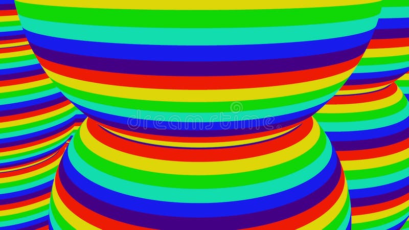 Big Spherical Shapes with Multi-colored Stripes. Computer Generated 3D ...