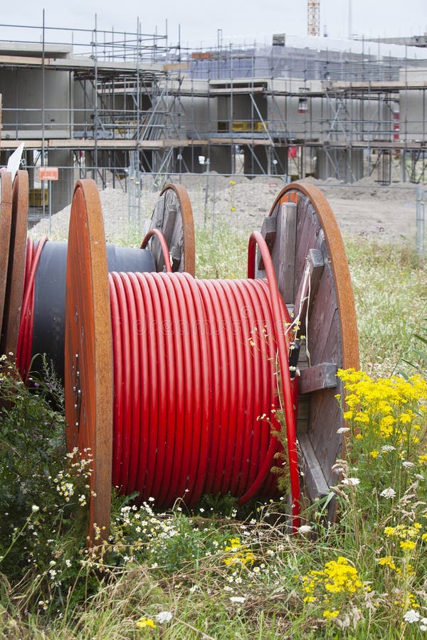 Huge Spools with Cables for the Construction Industry Stock Image ...