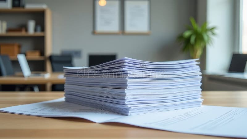 A Huge Stack of Documents Lies on the Table in the Office Stock Image ...