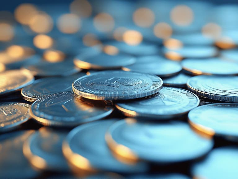 Huge Stack of Flat Coins stock illustration. Illustration of banking ...