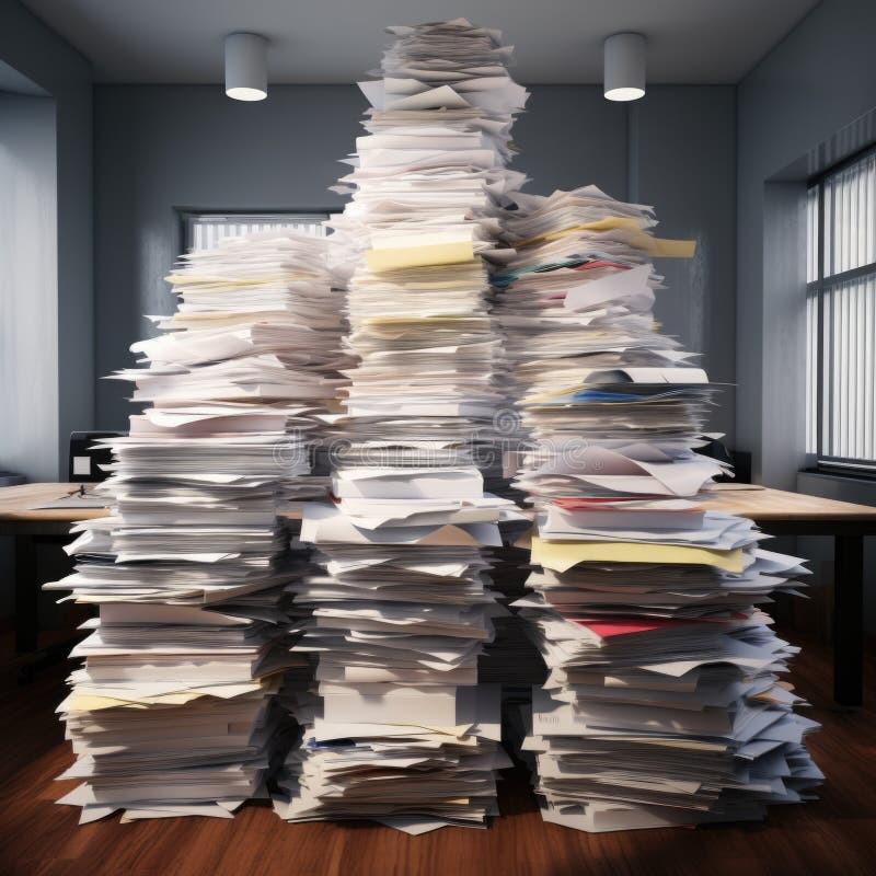 Huge Stack of Paperwork on Desk Stock Illustration - Illustration of ...