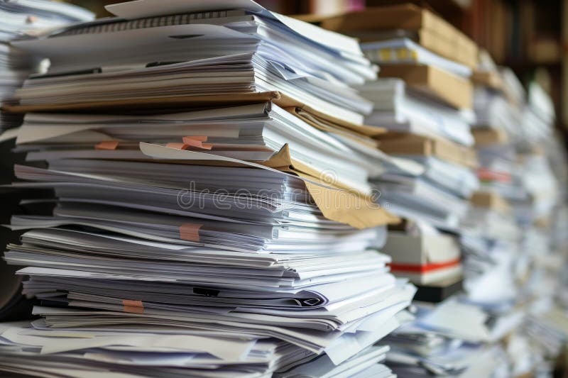 Stack of Documents Piling Up Representing Administrative Work Stock ...