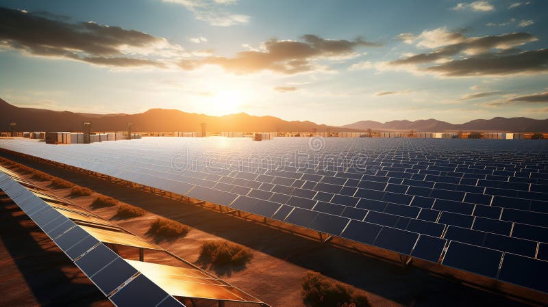 A Huge Station in the Middle of the Plain with Solar Panels To Generate ...