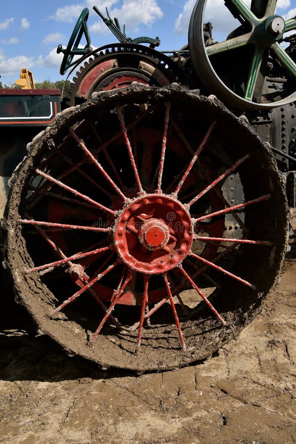Huge Steel Wheel of a Steam Engine is Covered with Mud Stock Photo ...
