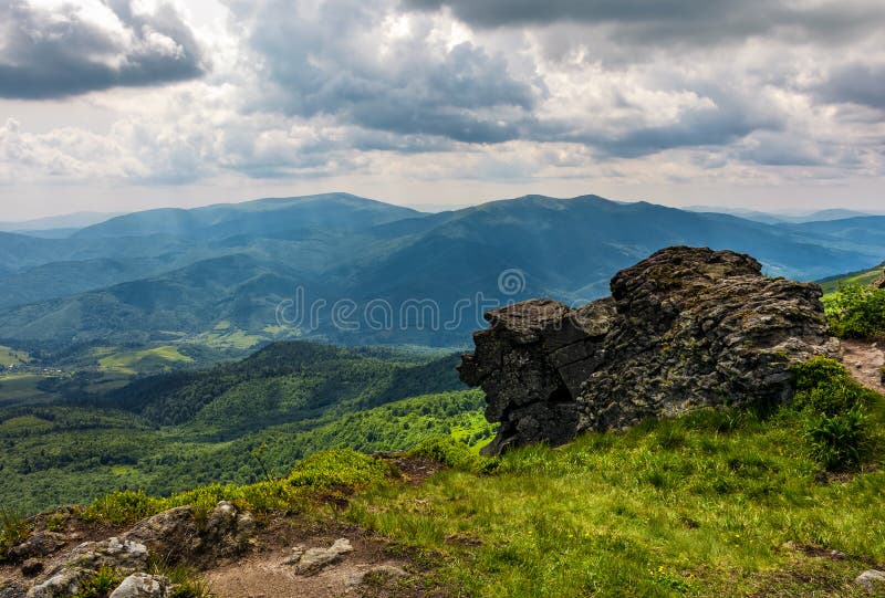 Huge Stone on the Edge of a Hill Stock Image - Image of nature, bright ...
