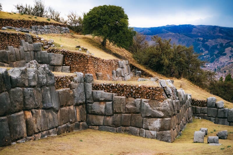 Huge Stone Walls of Sacsayhuaman Stock Image - Image of archeology ...