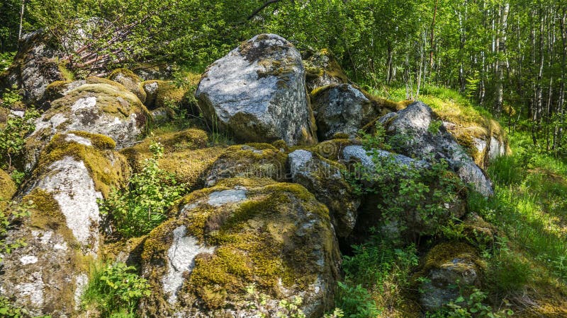 Huge Stones Covered with Moss Stock Photo - Image of nature, outdoor ...