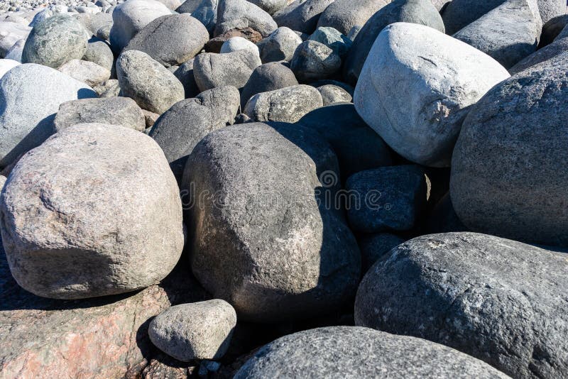 Huge Stones on the Seashore, Cobblestones Stock Photo - Image of ...