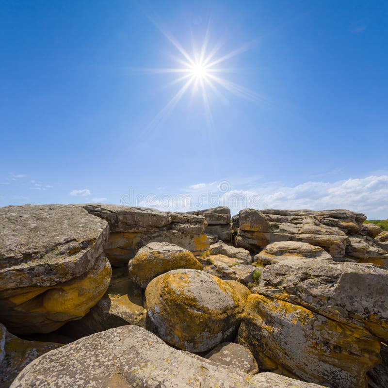 Huge Stones Under a Sparkle Sun Stock Photo - Image of bright, scene ...