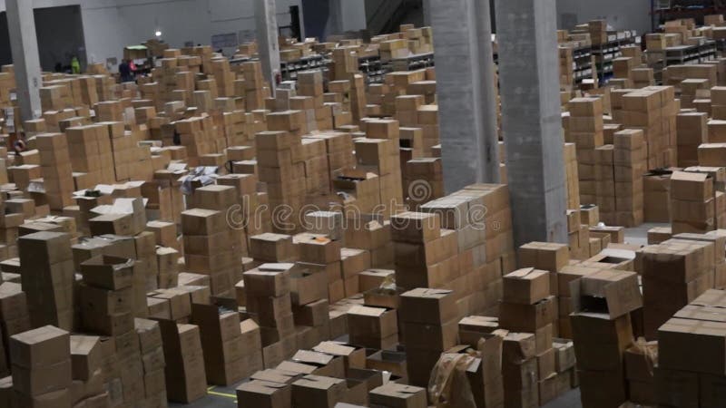 Huge Storage with Boxes. Hangar for Storage of Things of Industrial ...