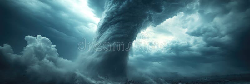 A Huge Storm Cloud with a Tornado in the Middle Stock Image - Image of ...