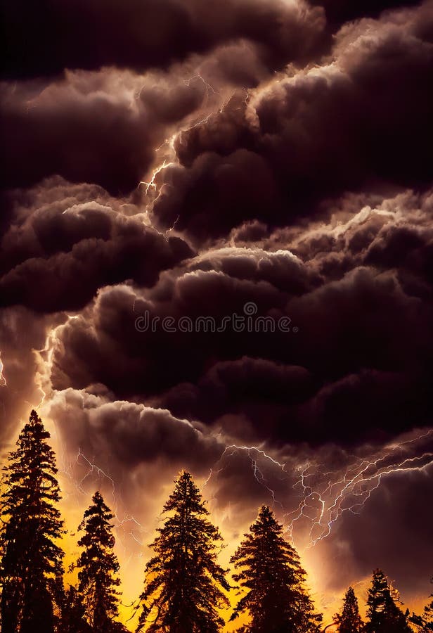Huge Storm Clouds in the Night Sky. Lightning Strikes in the Cloudy Sky ...