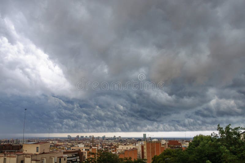 Huge Storm Over Barcelona, Spain Stock Photo - Image of sunset ...